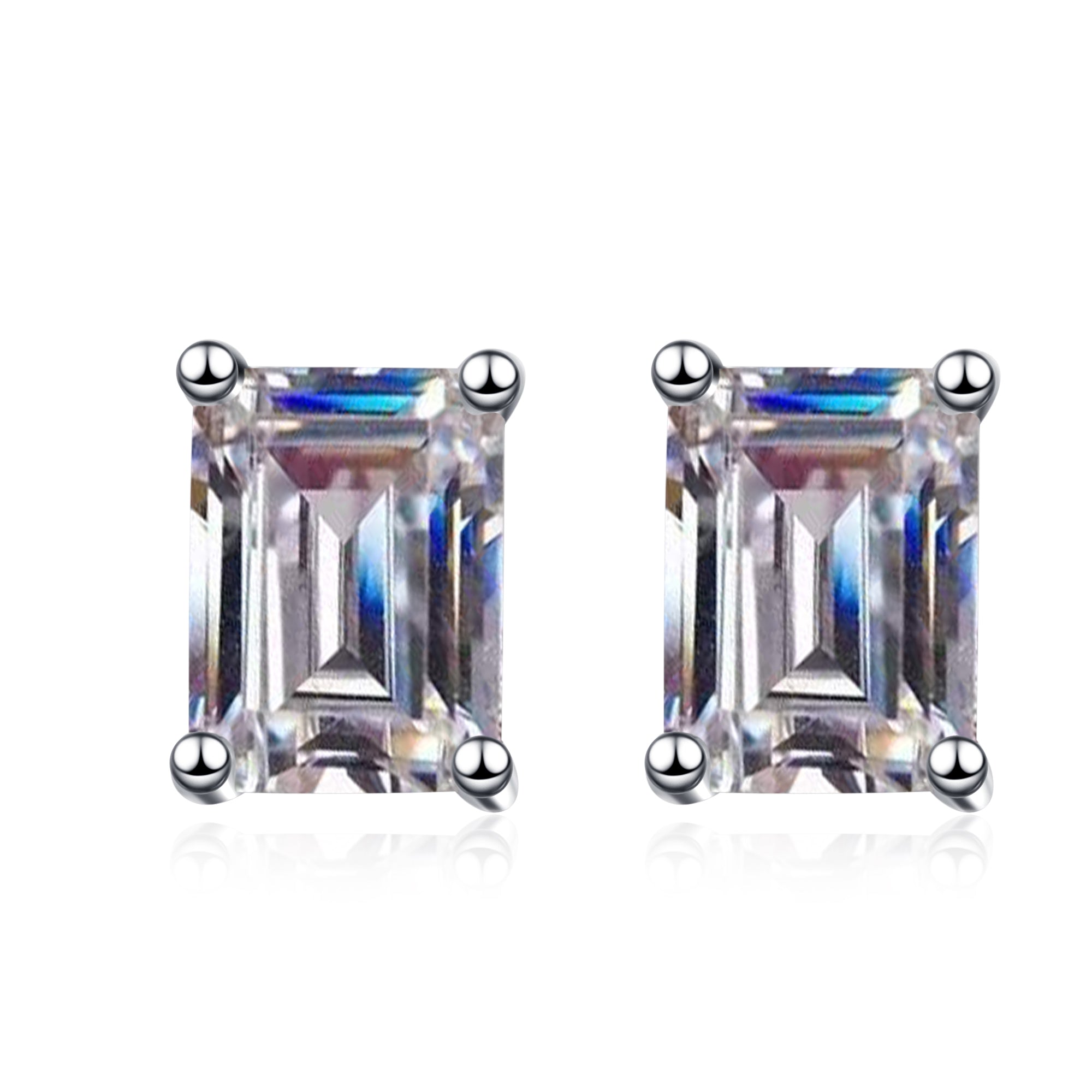 Solace Emerald Cut Moissanite Solitaire Earrings – Mezoma